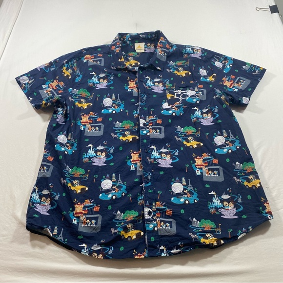 Disney | Shirts | Disney Navy Blue Mens Shirt 3x Button Down Short ...